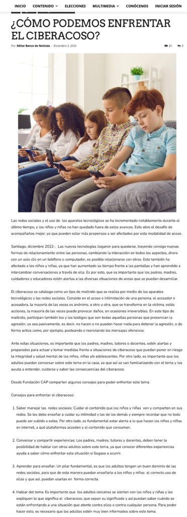 ¿Cómo podemos enfrentar el ciberacoso? | Press Latam - Fundación CAP