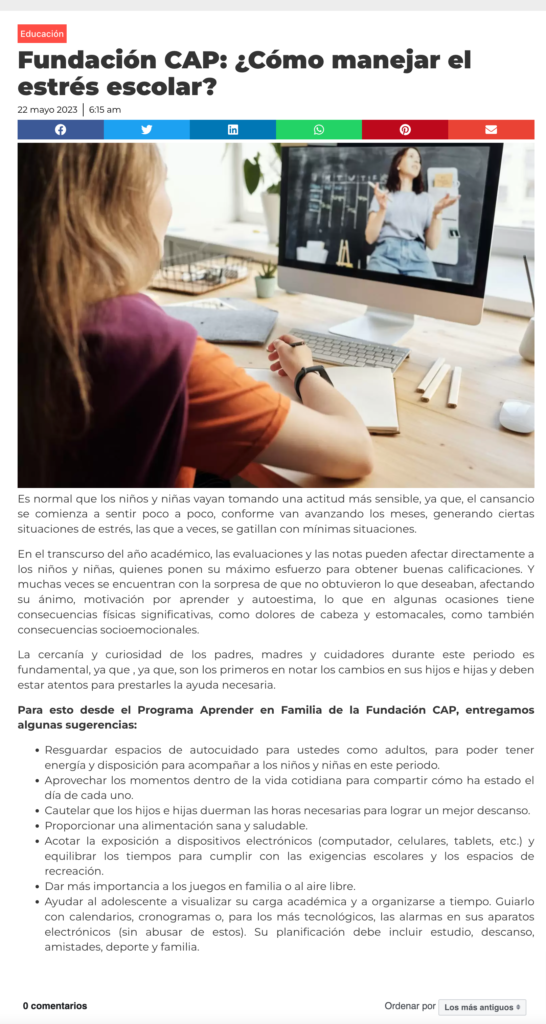 Fundación CAP: ¿Cómo manejar el estrés escolar? | G5 noticias - Fundación CAP